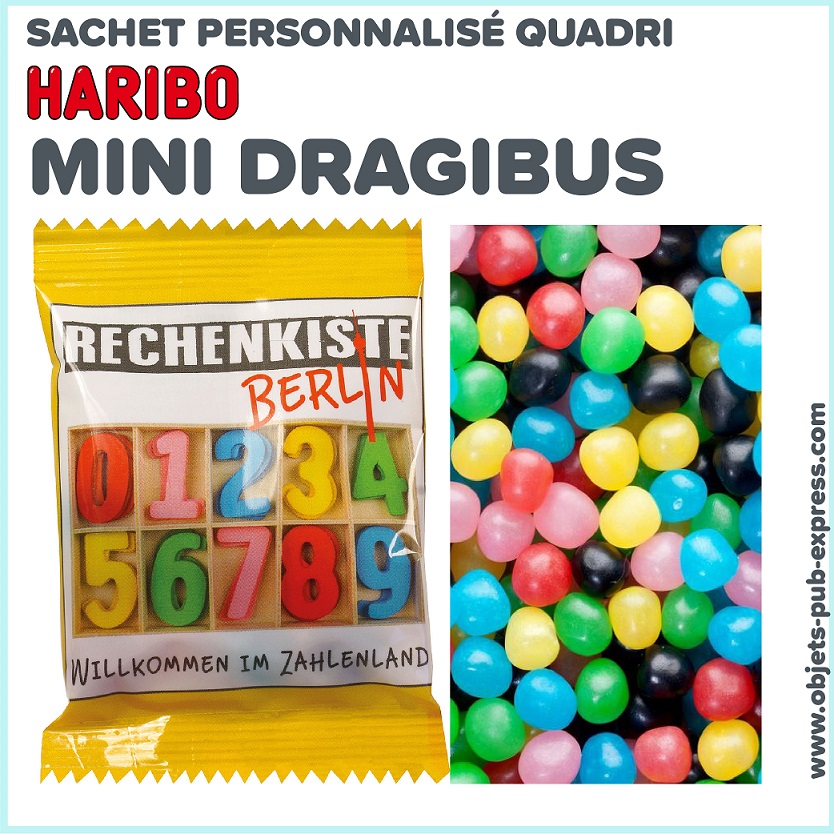 Sachet personnalisé-HARIBO MINI-DRAGIBUS PUBLICITAIRES